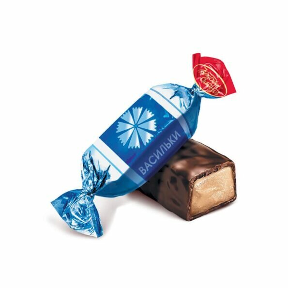 Конфеты Красный Октябрь "Васильки", 1кг, в шоколадной глазури, с коньяком, ромом и кешью