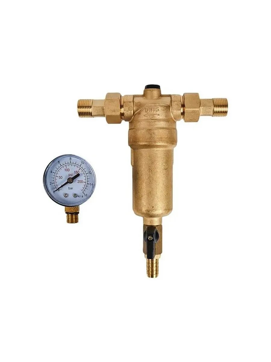 Фильтр механической очистки для ГВС 100 мкм с манометром