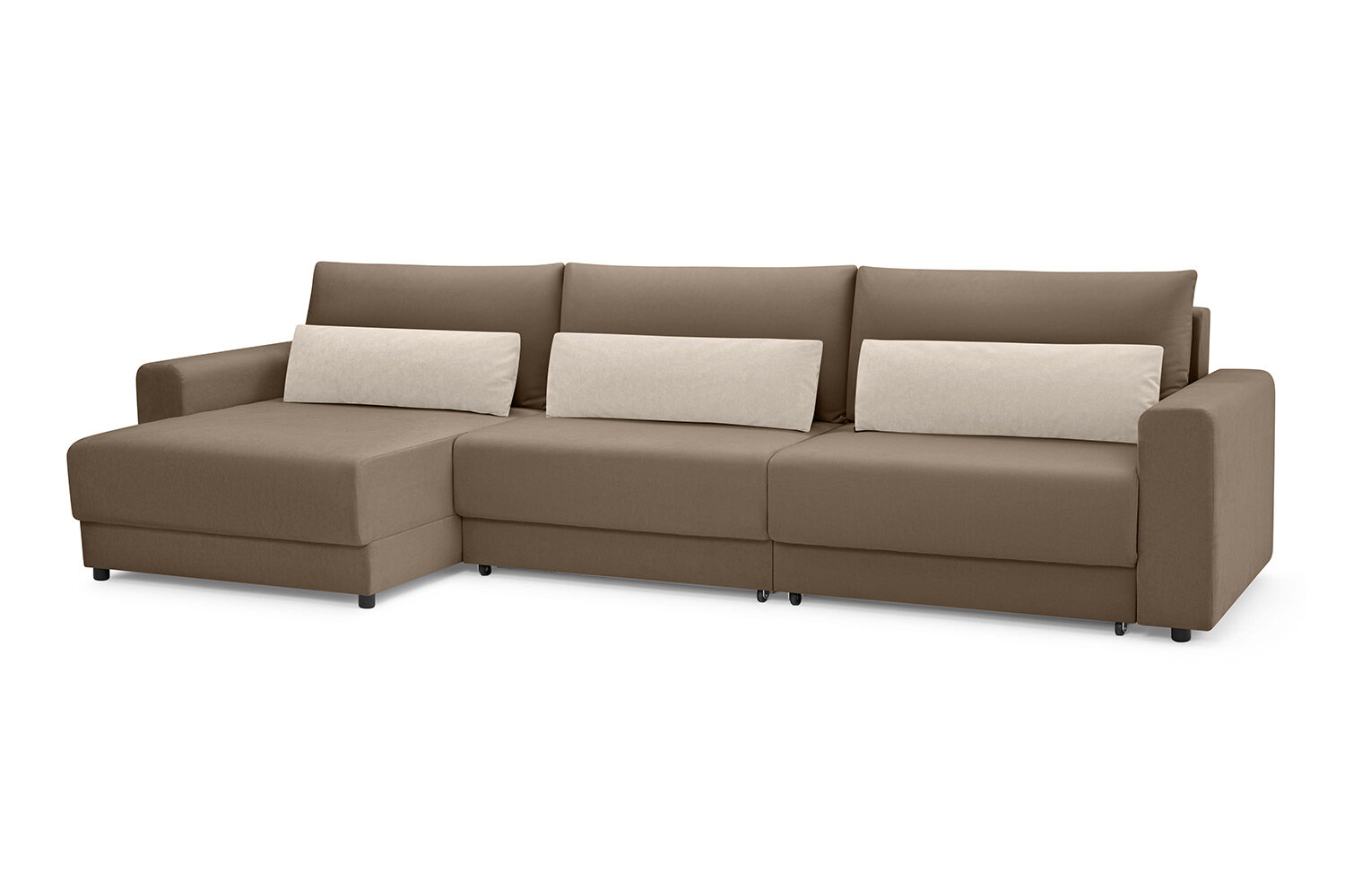 Угловой диван-кровать Hoff Таун, велюр, 339х94х150, с универсальным углом, цвет коричневый