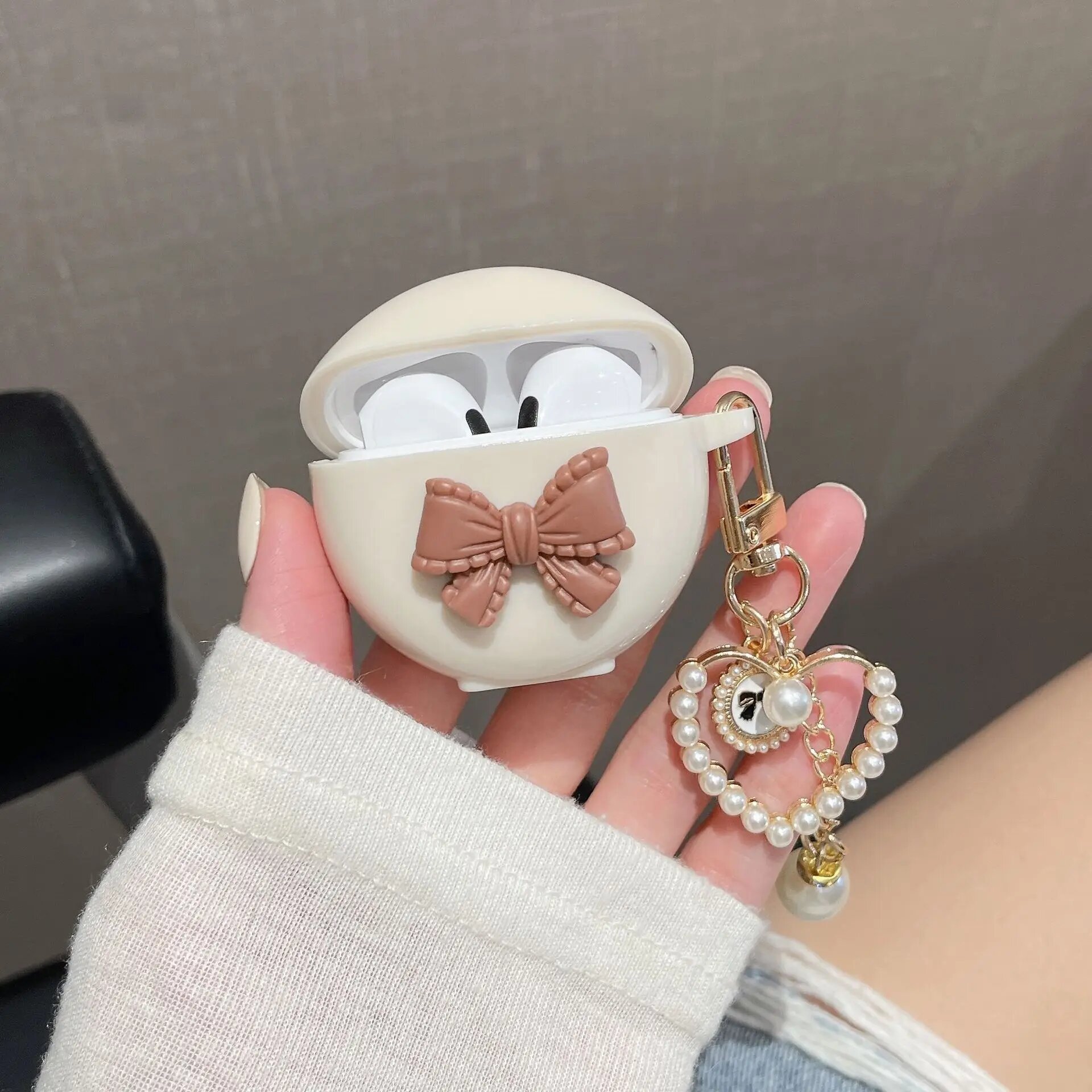 Бежевый силиконовый чехол для наушников Lenovo HT38 с брелком For Air Pro 6, B