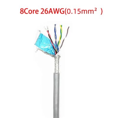 Экранированный витой кабель RVSP серый медный 2/4/6/8 жил 8Core 26AWG 0.15mm2, 10Meters