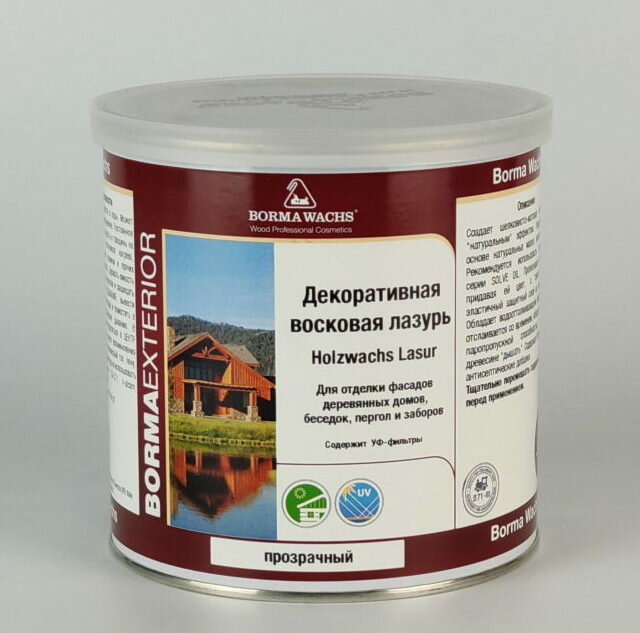 BORMA WACHS (Борма) Holzwachs Lasur Декоративная восковая лазурь бесцветная 750 мл, R3320
