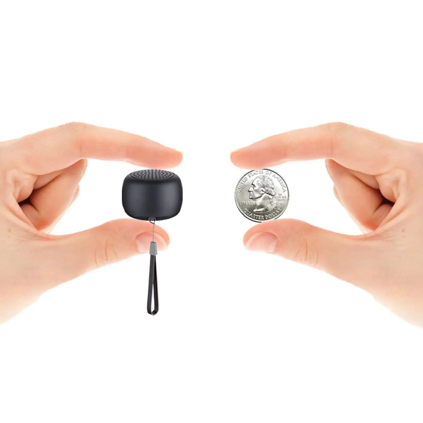 Миниатюрная Bluetooth-колонка, миниатюрные беспроводные мини-колонки с дистанционным затвором, звонки в режиме громкой связи, встроенный микрофон, TWS, черного цвета