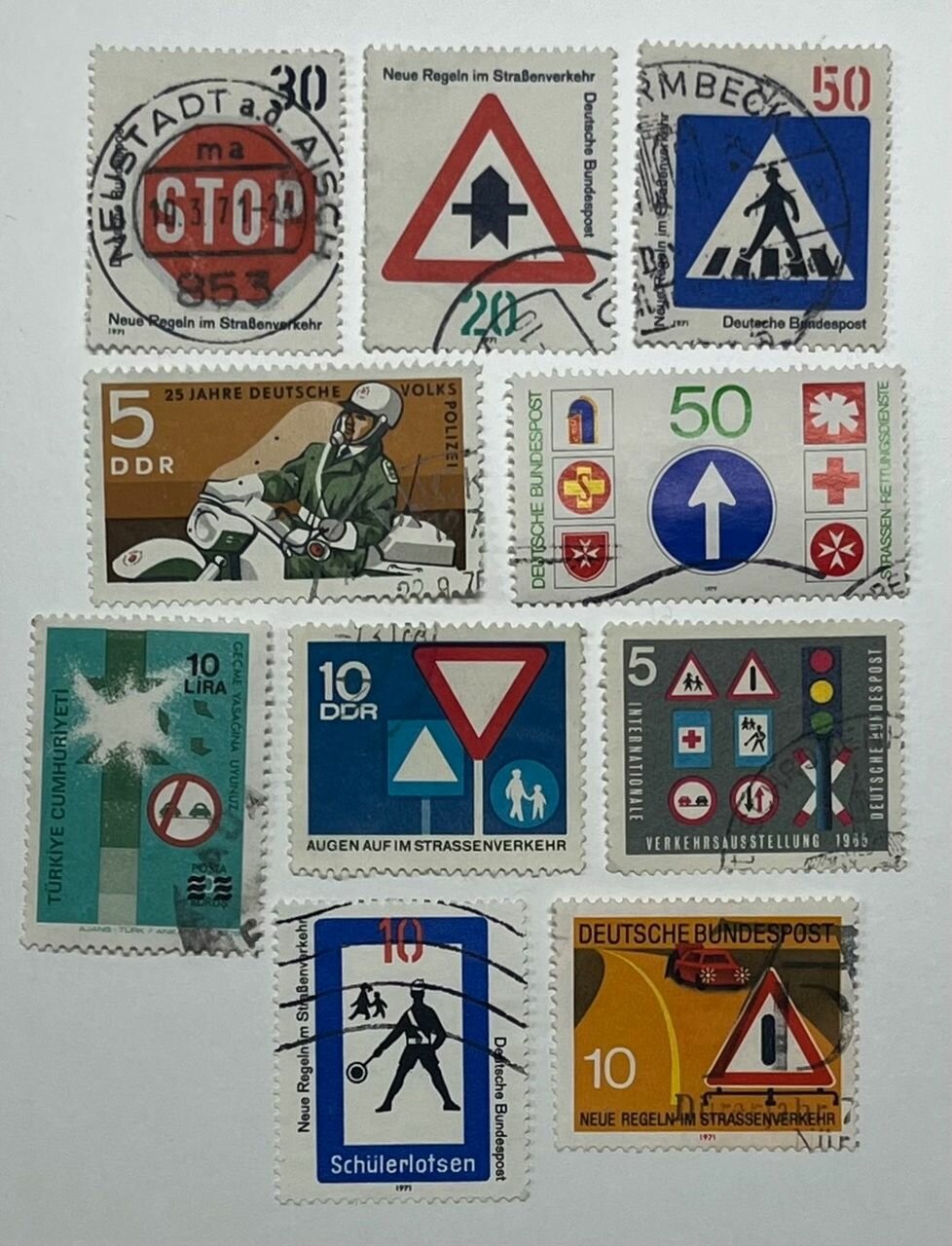 Набор марок ГАИ (ДПС) праивила дорожного движения 10 штук