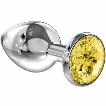 27621 Lola Toys Diamond Sparkle Small, серебристая. Анальная пробка с желтым кристаллом