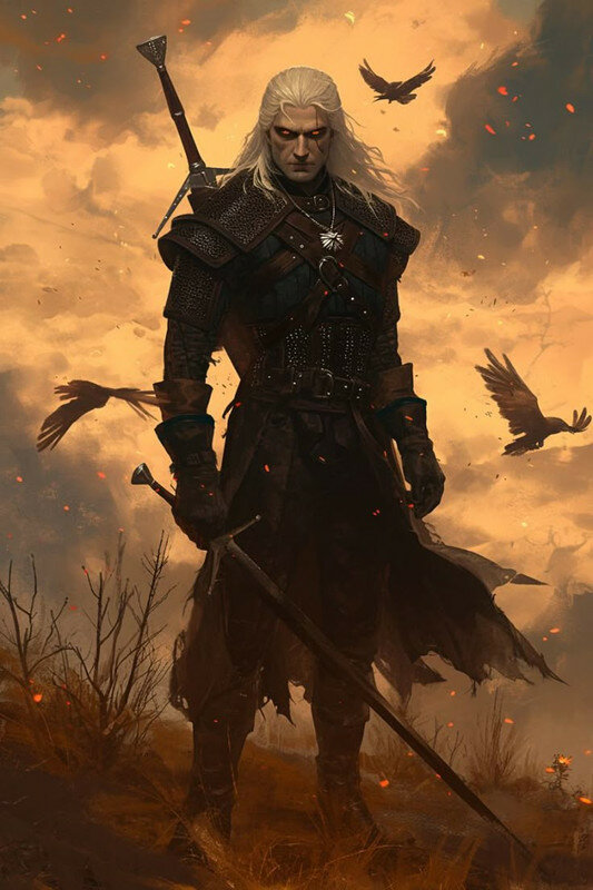 Алмазная мозаика "The Witcher" 40*50см, без рамы. Отлично подходит для дома, украшения, подарков, Рождества.