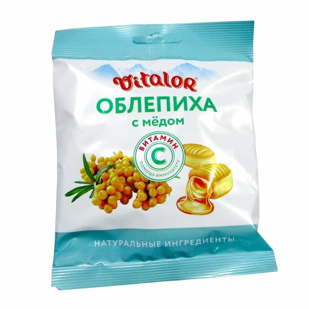Леденцы на основе трав с витамином С, со вкусом облепиха с мёдом 60 г