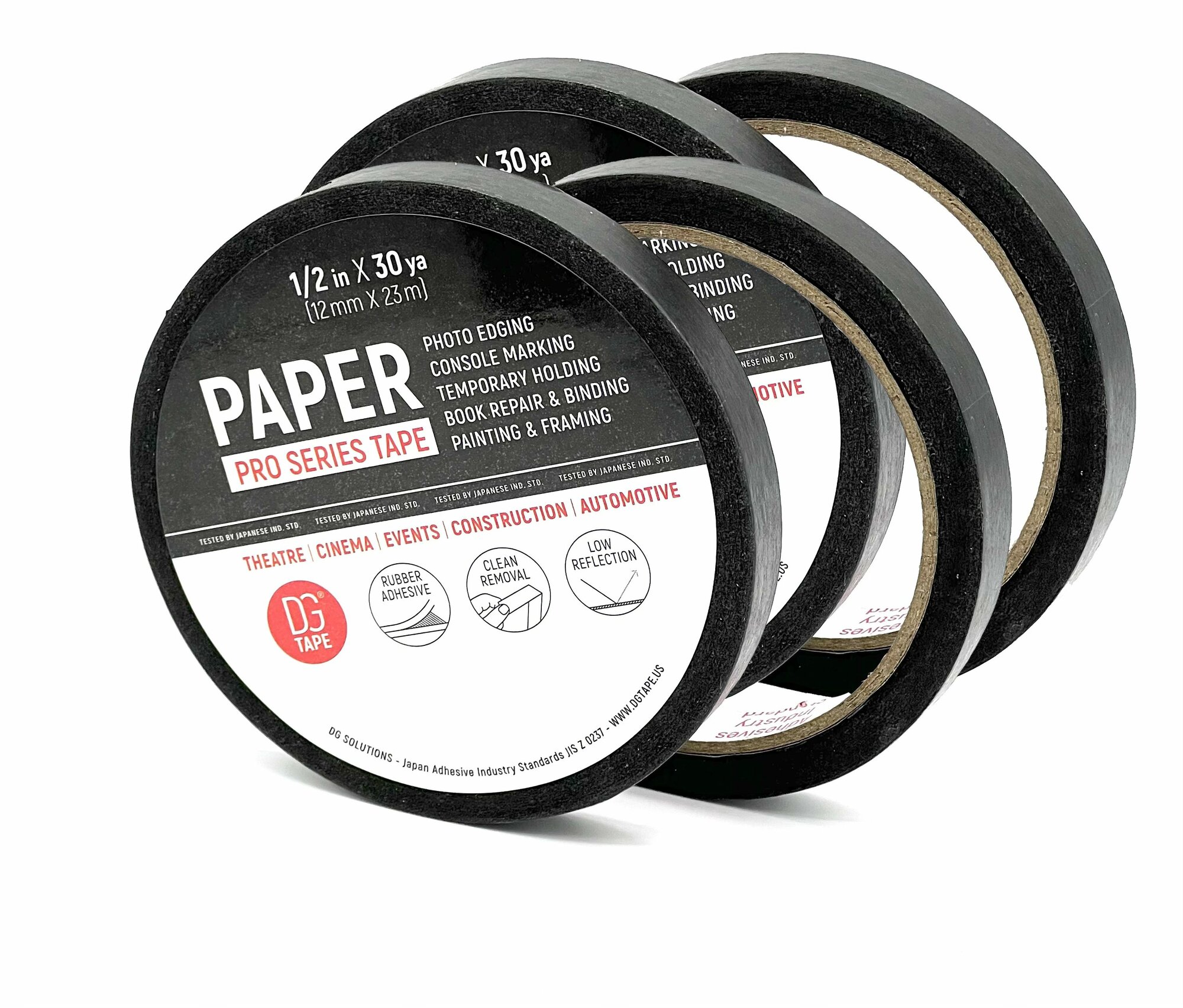 Masking Tape Professional - клейкая лента бумажная цвет черный 12 мм х 23метра / 4 штуки /