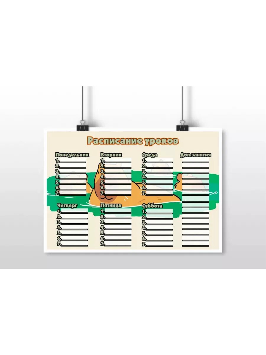 Расписание уроков Капибара, А4