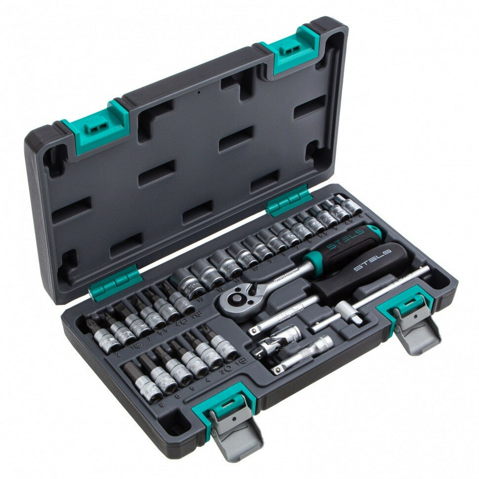 Stels 14100, Набор инструментов 1/4", CrV, пластиковый кейс, 29 предметов