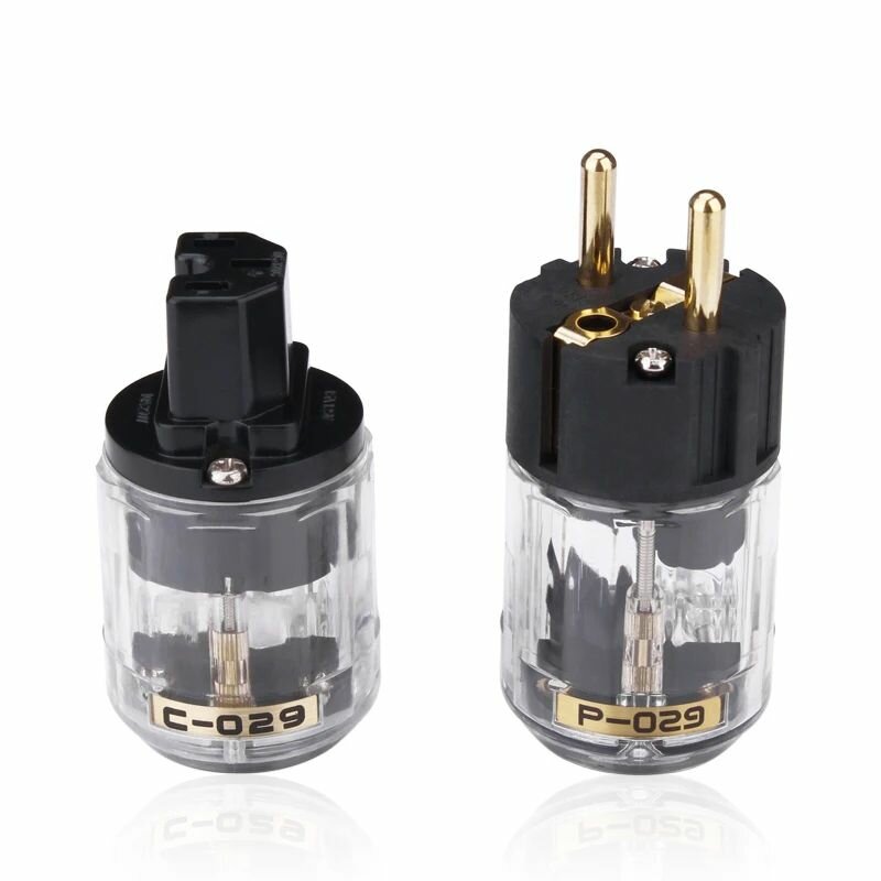 Hifi Power Plug Позолоченный Eu Power Connector + IEC Connector Male Female Power Plug Diy European plug