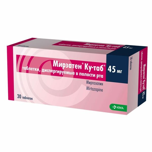 Мирзатен Ку-таб таблетки, диспергируемые в полости рта 45мг 30шт