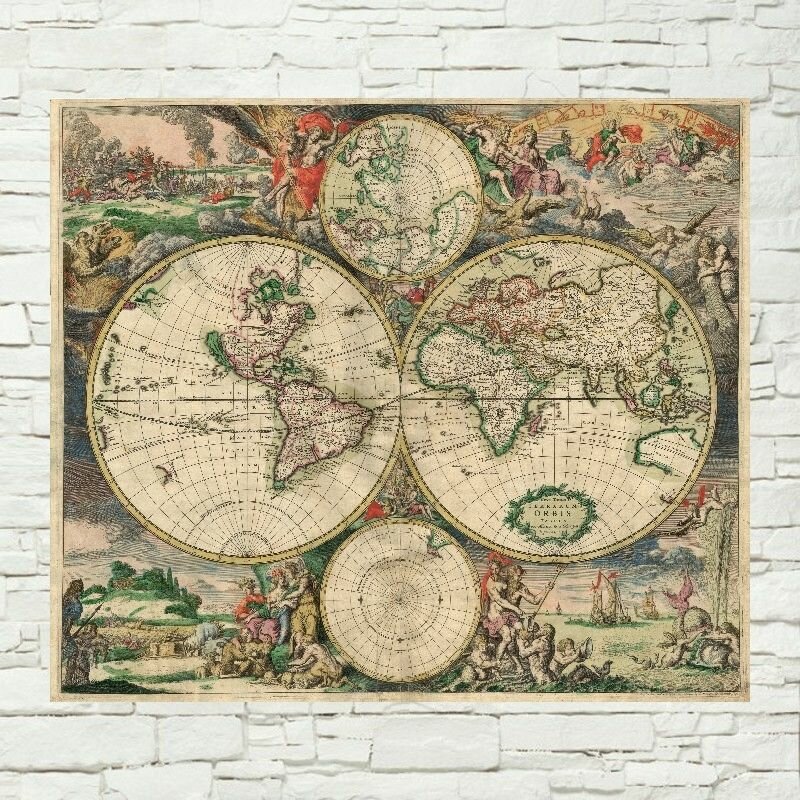 Старинная Карта мира. (репринт карты 1689 года)