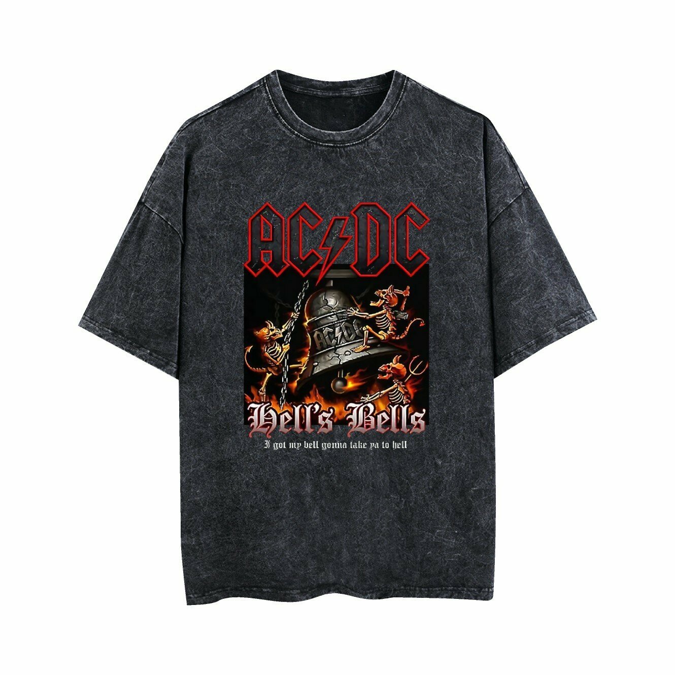Ретро-футболка Acdc Hells Bells Vintage Черный ретро-костюм с коротким рукавом