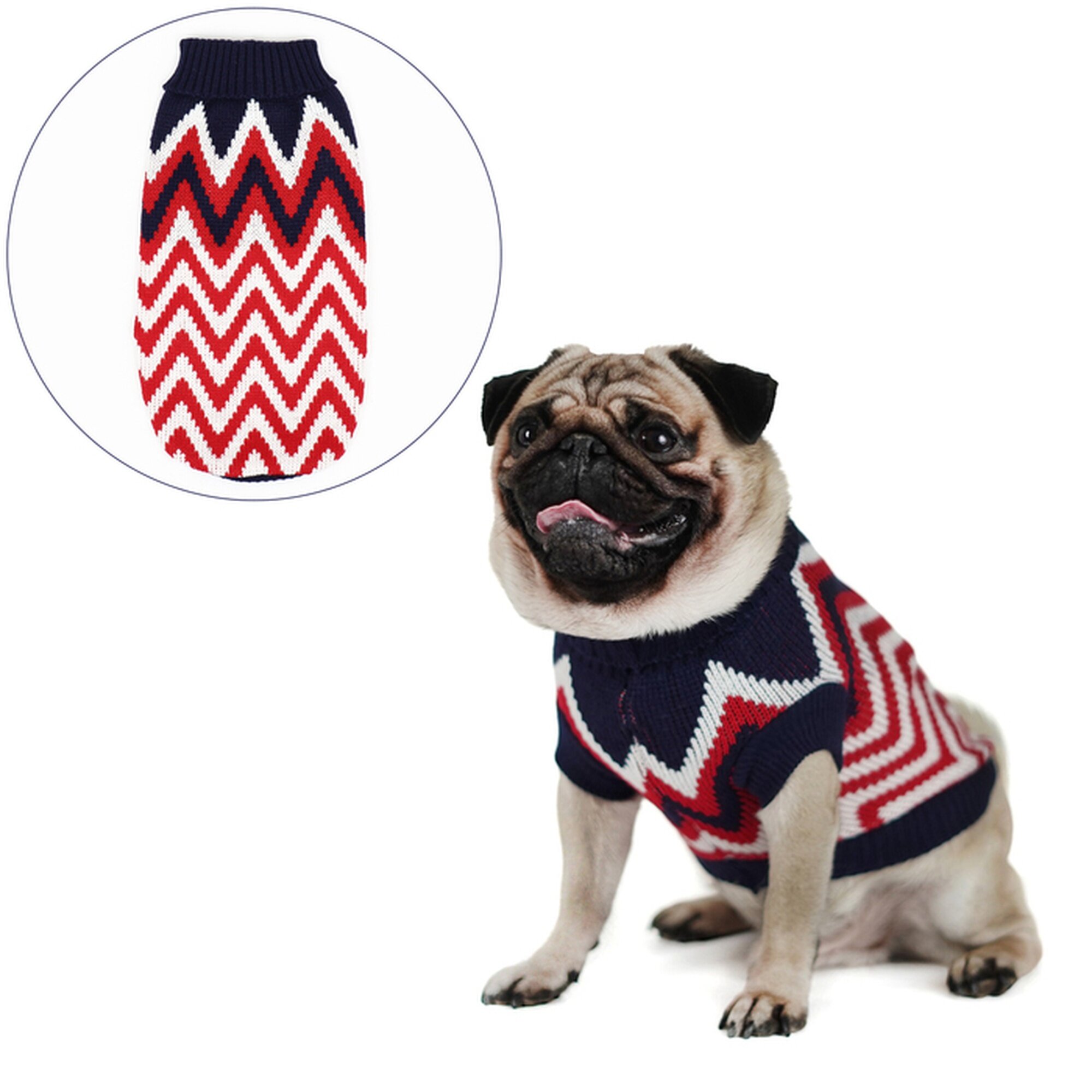 Свитер для собак Пижон "Зиг-Заг", для зимы и демисезона, размер M, разноцветный