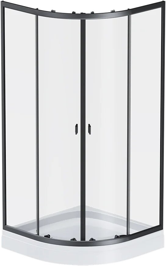 Душевой уголок AM.PM X-Joy Twin Slide W88E-205-090BT64 с поддоном, стеклянный, черный, 90x90, раздвижной, немецкий