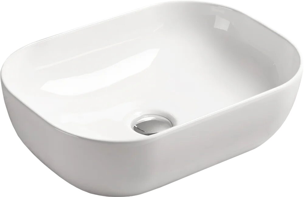 Накладная раковина SantiLine SL-1047 46 фаянсовая, без отверстия под смеситель, раковина для ванной, 45, 5 см, прямоугольная, белая