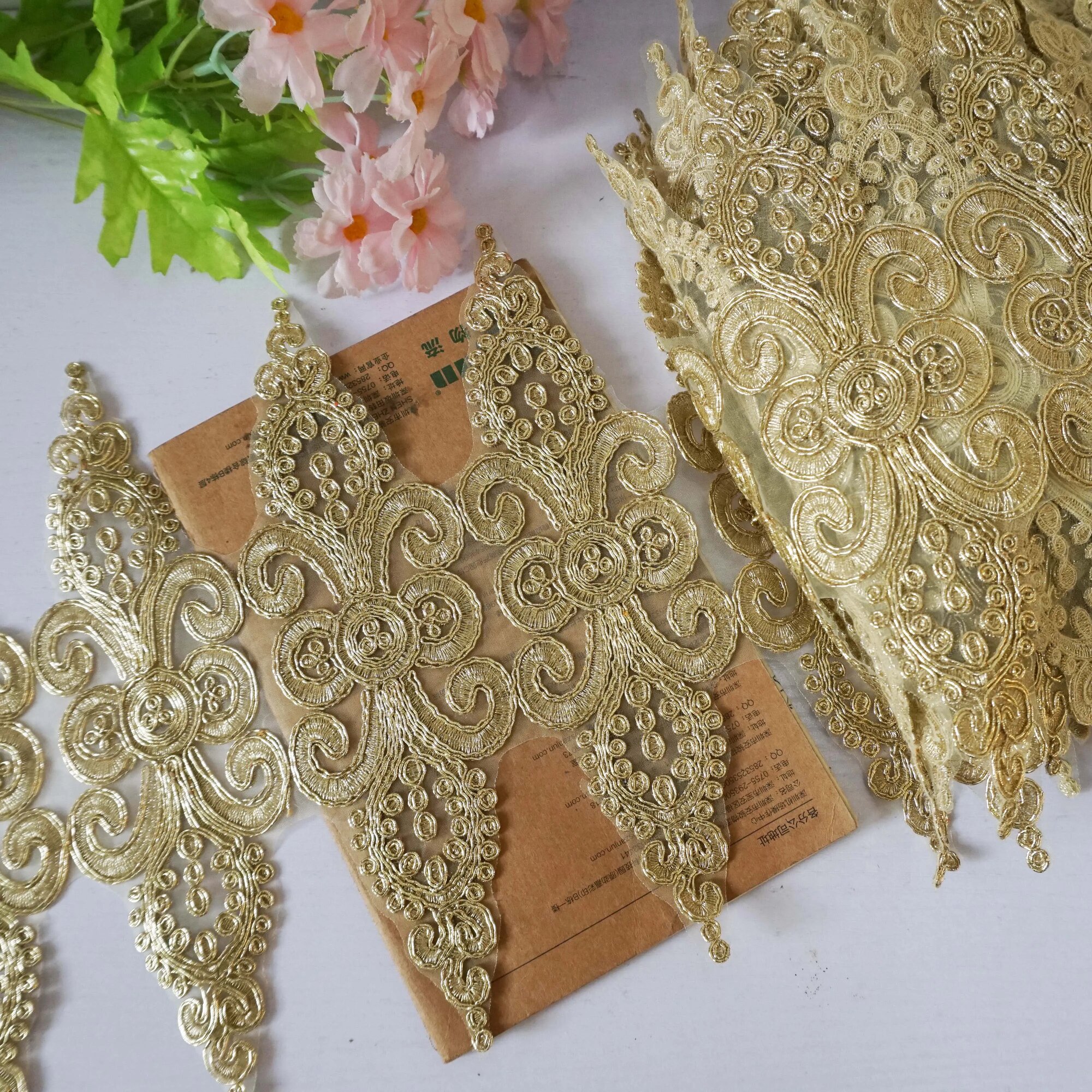 Золотой кружевной шнур 24 см, Gold 5 yards