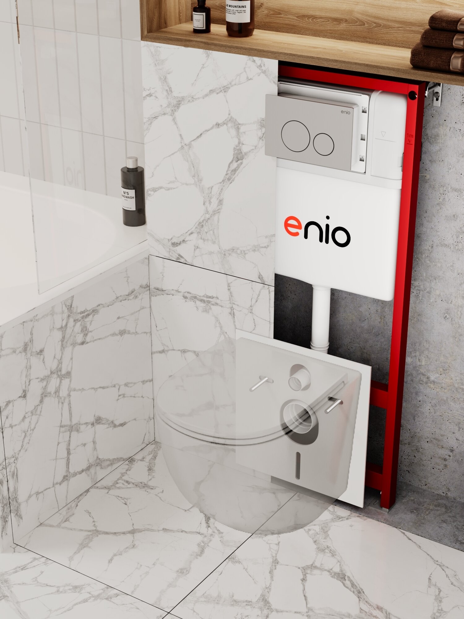 Система инсталляции для подвесных унитазов Enio Profi EN7050050 с кнопкой Sfera хром матовый