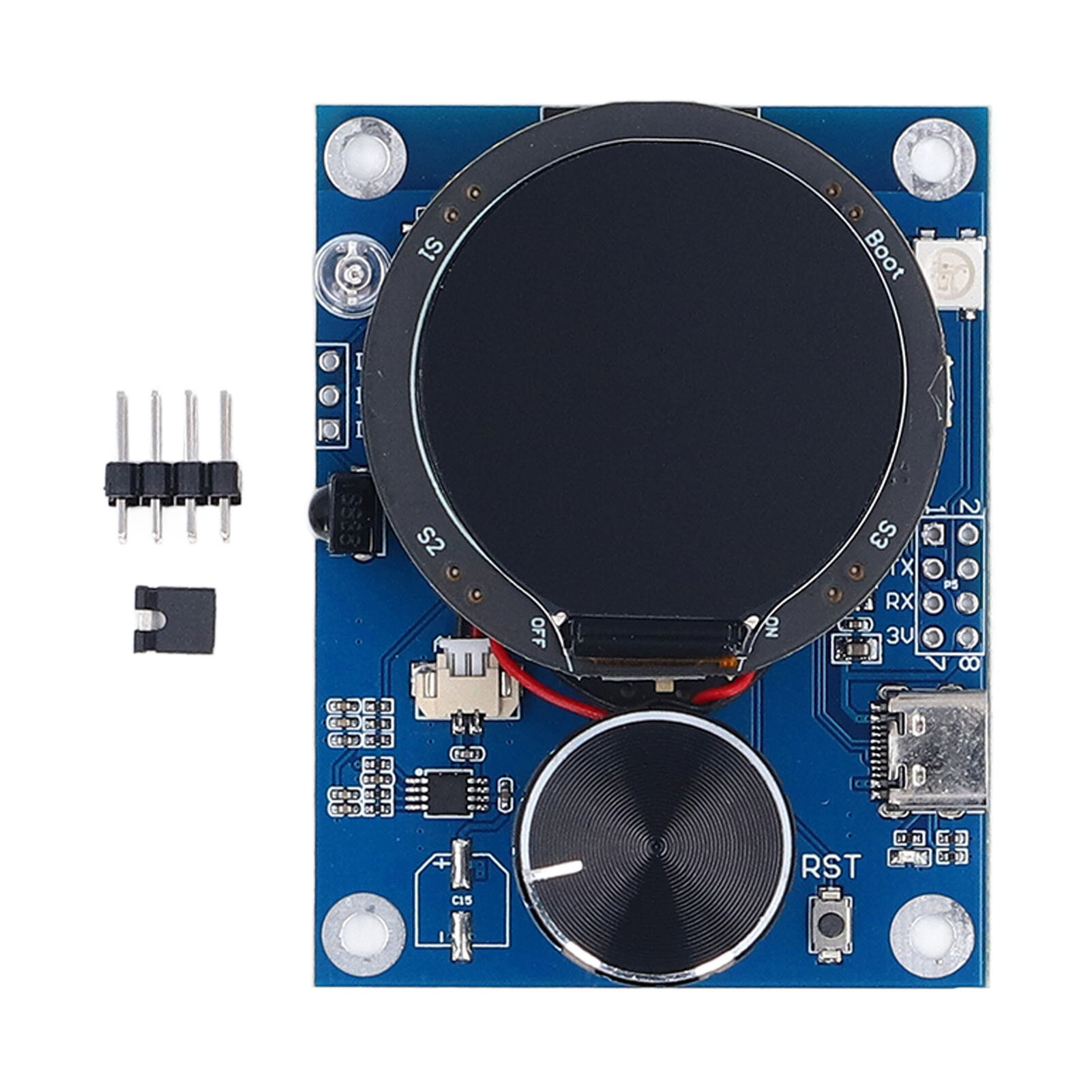 Тестовая плата ЖК-дисплея для микросхемы ESP32‑C3. Плата разработки с ручкой управления экраном и вращающимся переключателем энкодера.