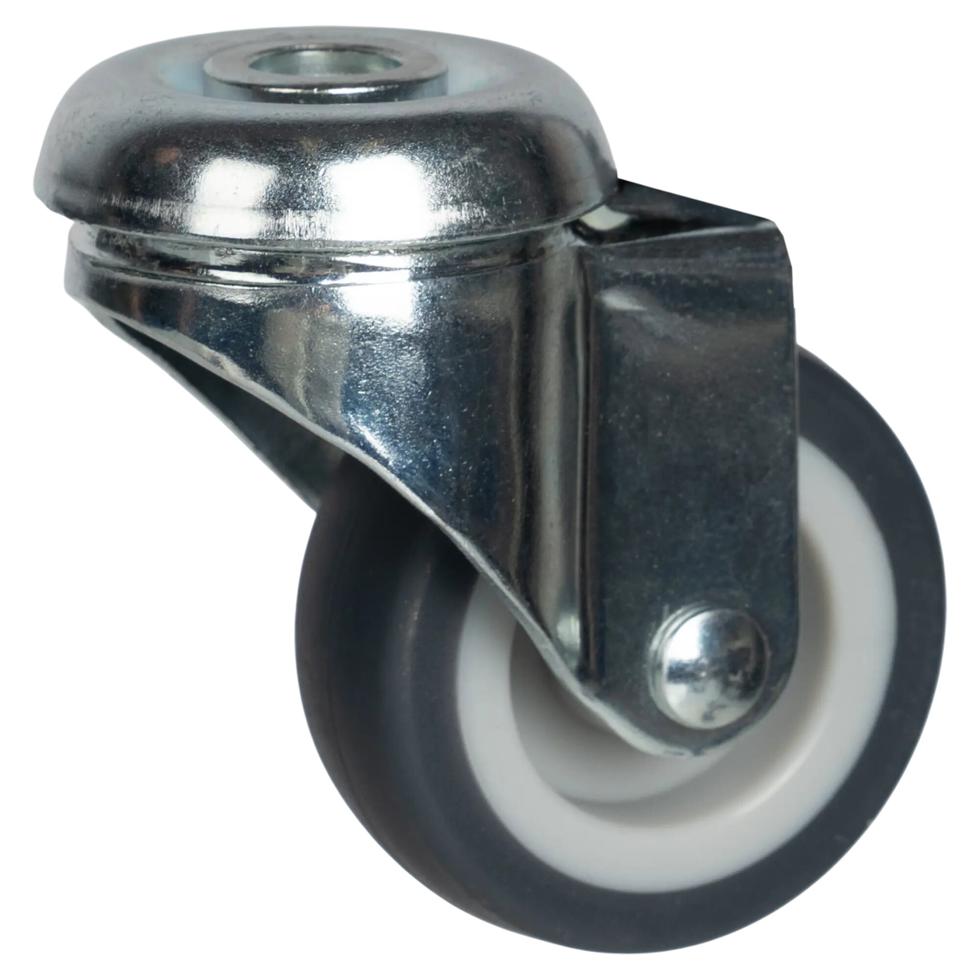 Мебельный поворотный ролик без тормоза, отверстие под штифт 50 мм, до 40 кг, серый