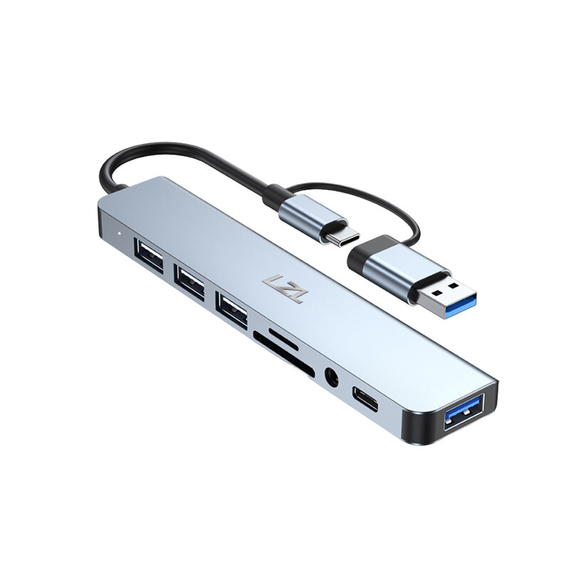 Док-станция USB-C LZL, серебристо-серая, поддержка передачи данных, 8 месяцев гарантии, компактный дизайн