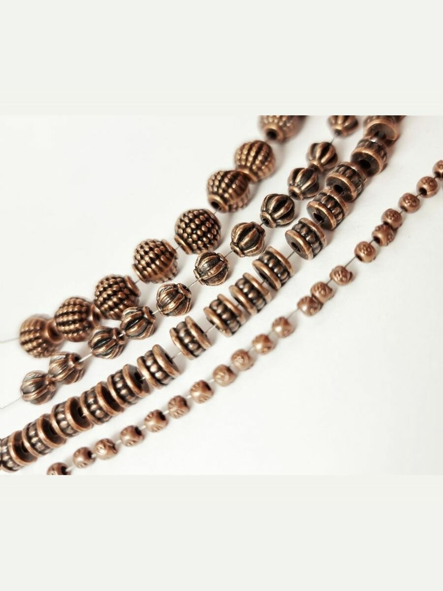 Металлические бусины 3-8мм. 100шт. Цвет Медь.