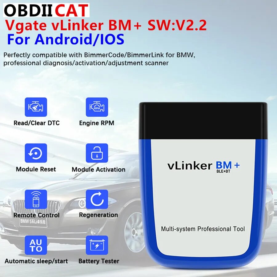 OBD2 сканер Vgate vLinker BM+ Bluetooth 4.0 — фото 1