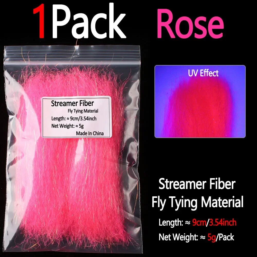 Bimoo Стример для рыбалки Fibre Flash Blend 9 см Розовый, 1Pack Rose