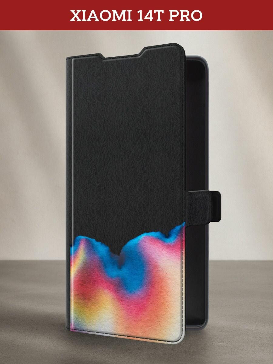 Чехол-книжка на Xiaomi 14T Pro / Сяоми 14 Т Про с принтом Акварельное сочетание, черный