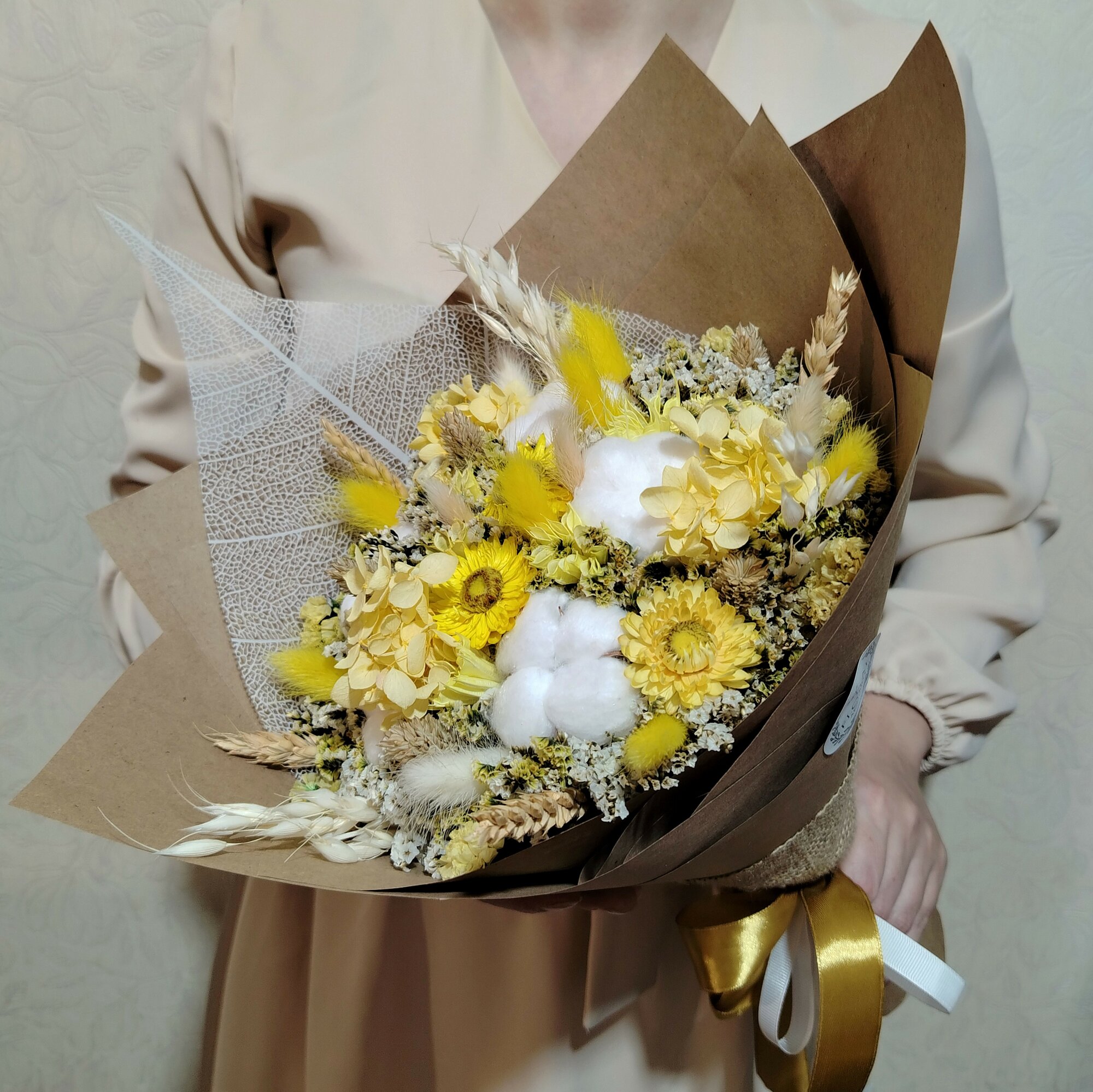 Букет из сухоцветов Floral Accord, стабилизированные цветы, 35x21 см, транспортировочная упаковка