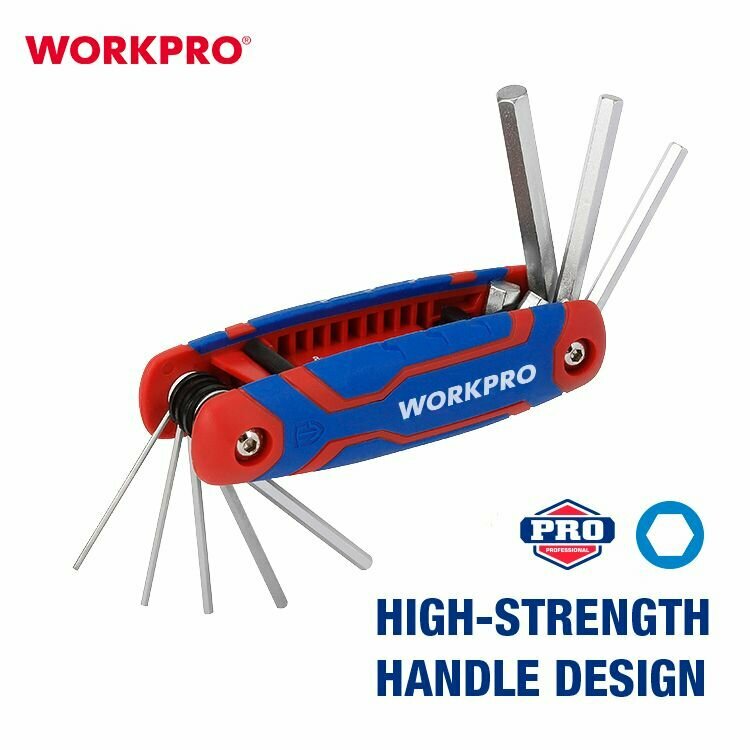 Набор ключей шестигранных складных 8шт (метрических)красный WORKPRO