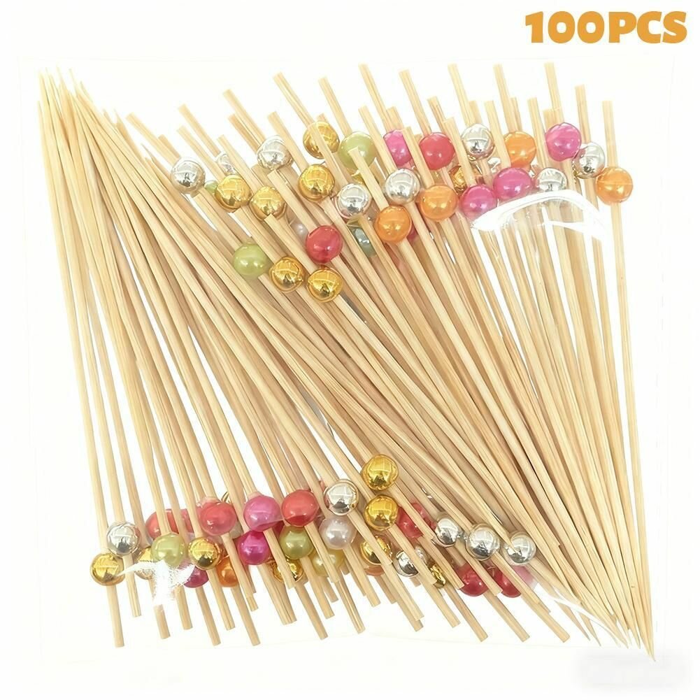 Одноразовые палочки для фруктов с золотыми бусинами