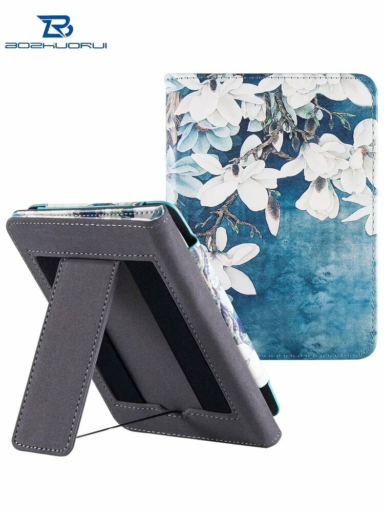 BOZHUORUI Чехол для 6" Onyx Boox C63SM Bering/C67SM Bering 2 3 4 5 e-Reader - Складная подставка из искусственной кожи с ремешком для рук