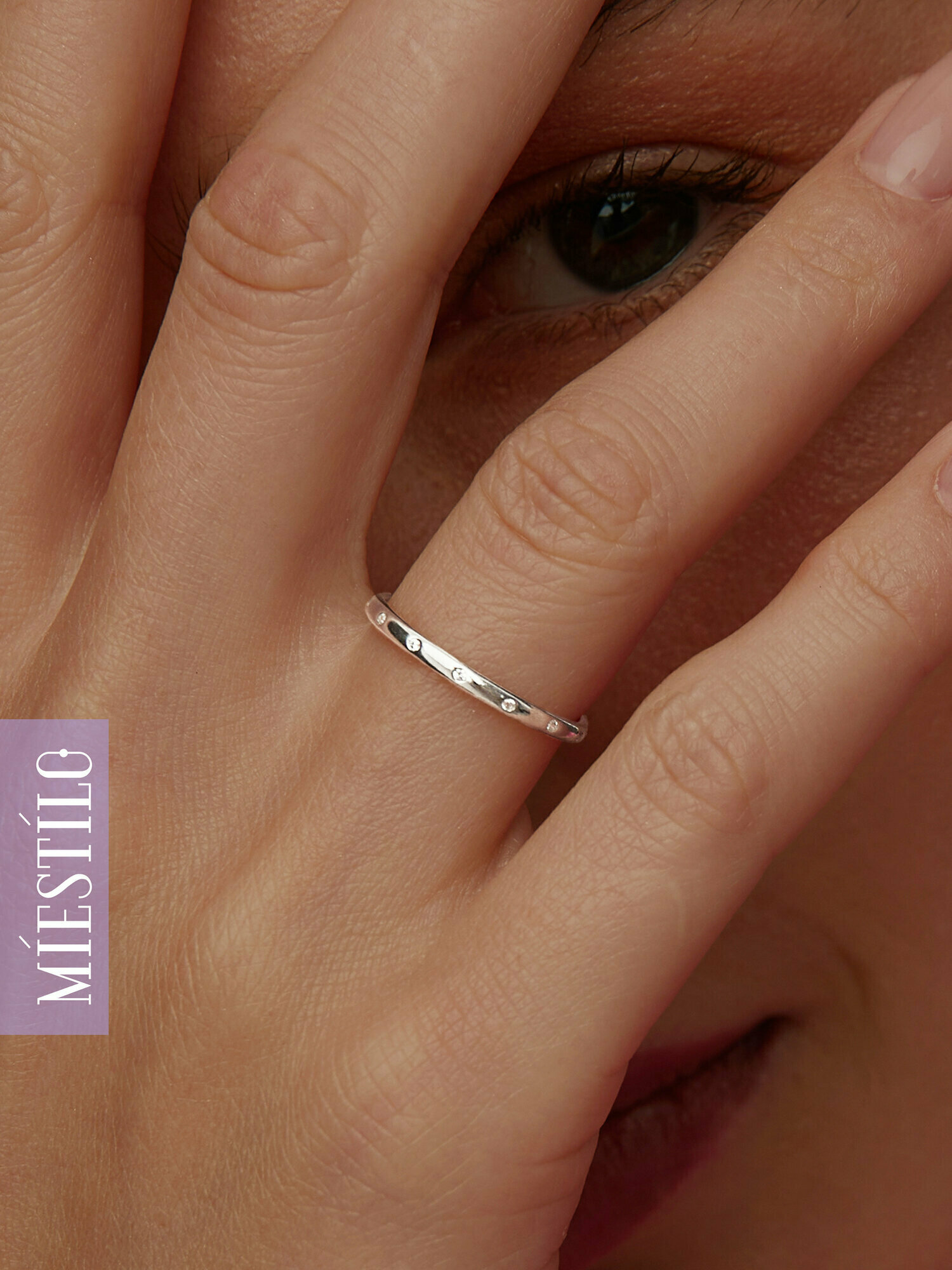 Кольцо на фалангу, тонкое, серебро, 925 проба, родирование, фианит