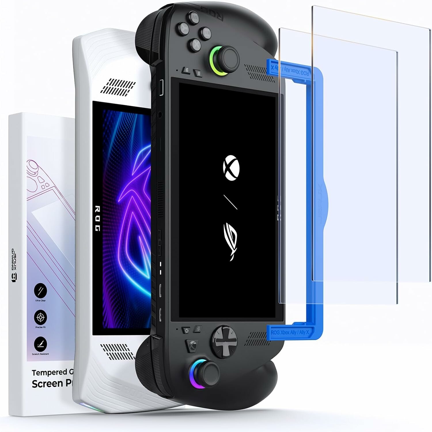Матовое защитное стекло JSAUX (2 шт.) для ASUS ROG Ally / ROG Ally X / ROG Xbox Ally / ROG Xbox Ally X, с направляющей рамкой, антибликовое, олеофобное, твёрдость 9H - GP0113B
