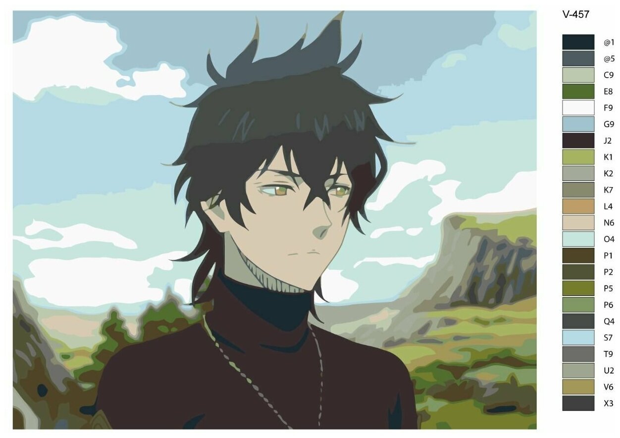 Картина по номерам V-457 "Аниме Черный клевер 2 (Black Clover ). Юнона (Yuno)", 70x90 см