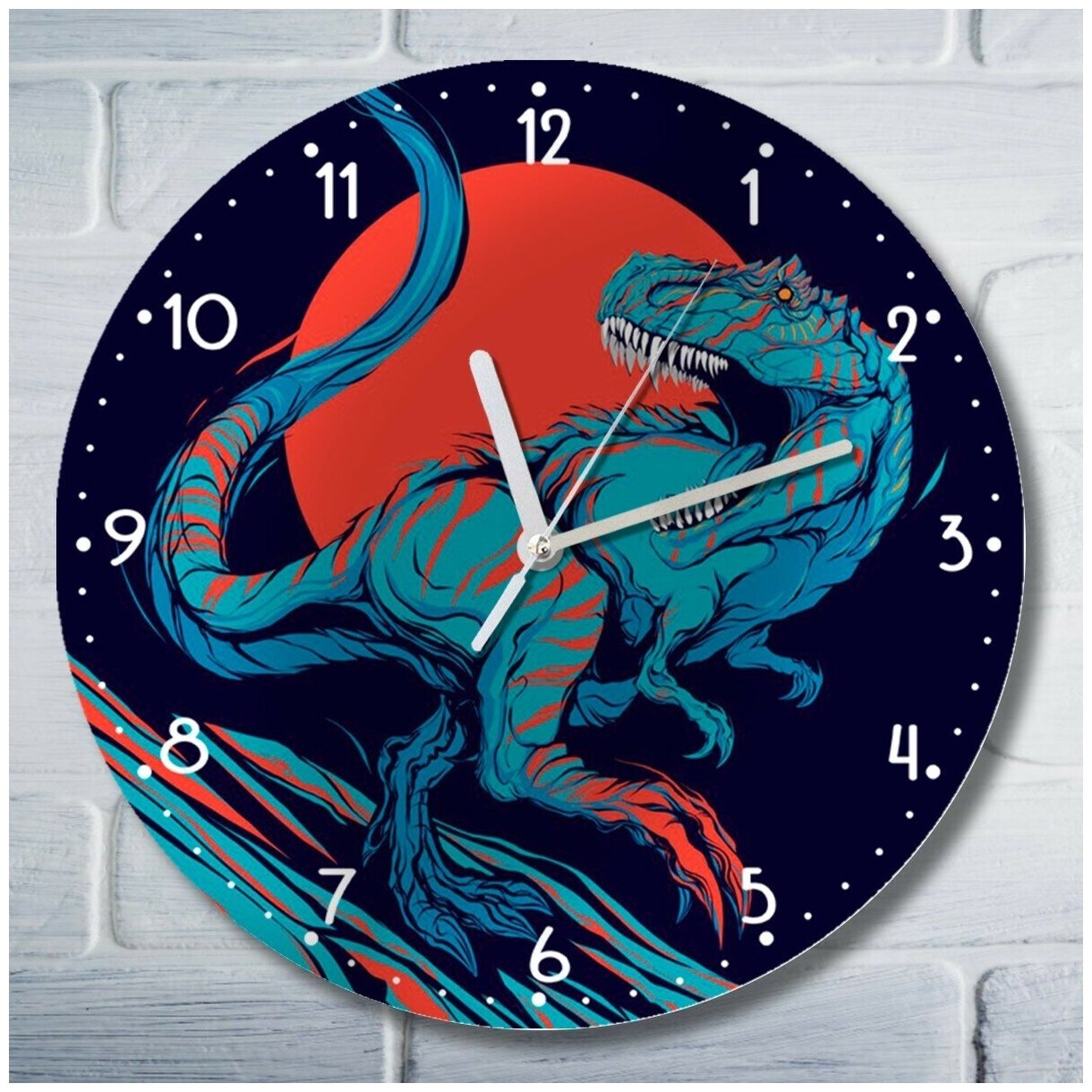 Настенные часы УФ с рисунком фэнтези динозавр тиранозавр - 3106