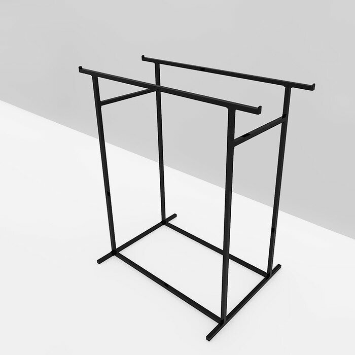 Вешало–рейл П-образное напольное двурядное 140×85×150 см, чёрное