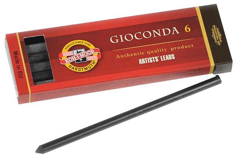 Грифели для цанговых карандашей Koh-I-Noor "Gioconda", 4B, 5,6мм, 6шт, круглый, пласт. кор.