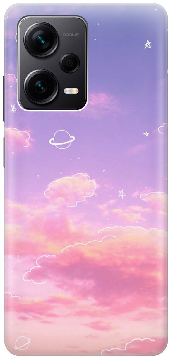 Силиконовый чехол Розовое небо и космос на Xiaomi Redmi Note 12 Pro / Note 12 Pro+ / Note 12 Explorer Edition