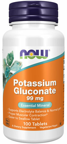 Now Potassium Gluconate 99 mg, 100 таб.