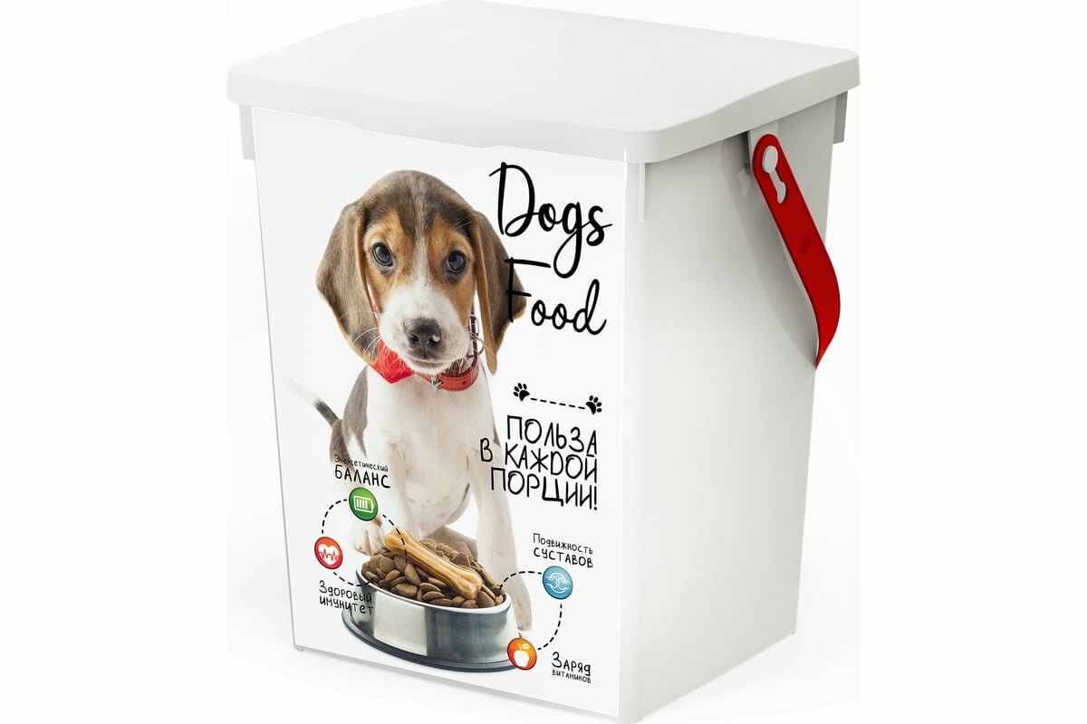 Полимербыт Контейнер для корма собак 5 л, герметичный, прочный корпус 63249304