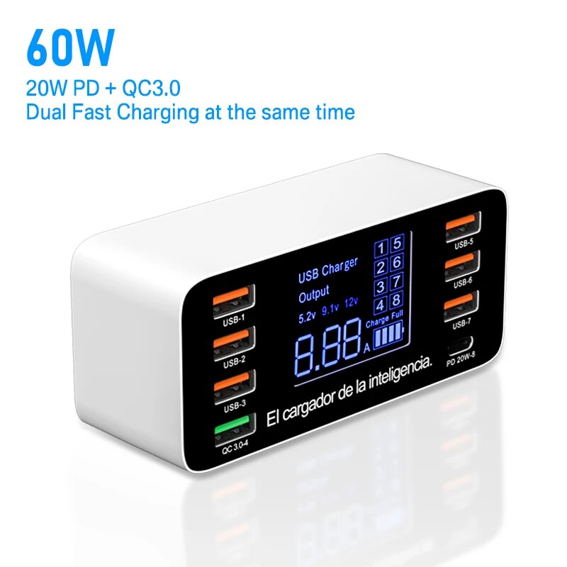 Зарядное устройство ASOMETECH 60W EU, QC PD 3.0