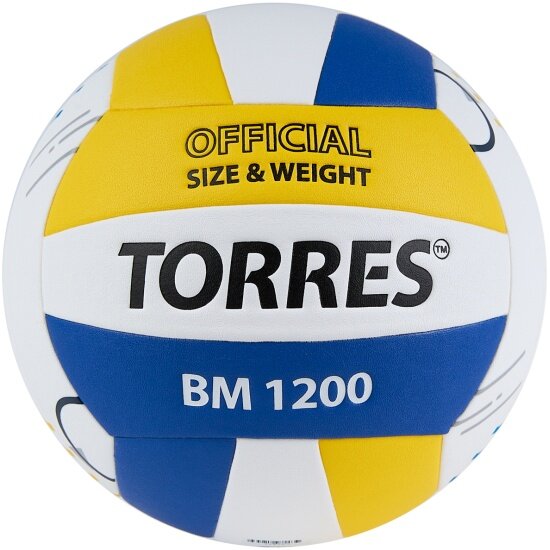 Мяч волейбольный Torres BM1200, V42335, р.5, бел-син-желт