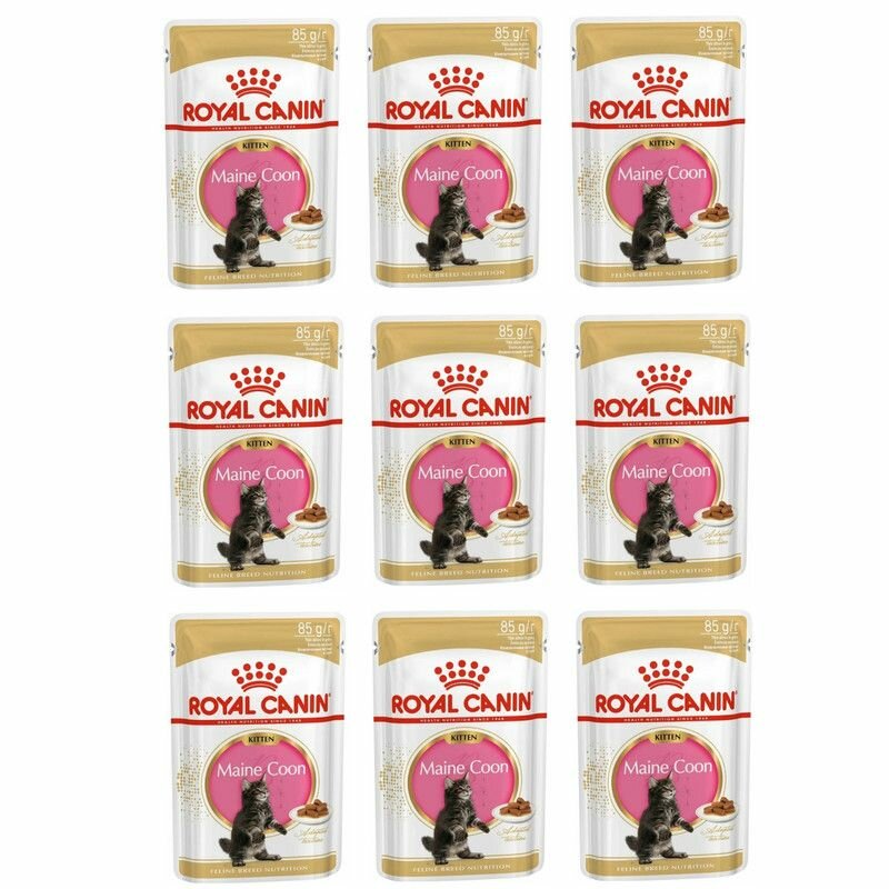 Влажный корм Royal Canin Maine Coon для кошек породы мейн-кун в возрасте от 3 до 15 месяцев, 85 г, 9 шт