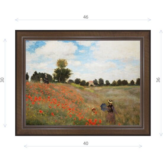 Картина Декор Депо Клода Моне Дикие маки близ Аржантея Матовая бумага в раме без стекла 36х46 см, DDK03206E21W40H30P24