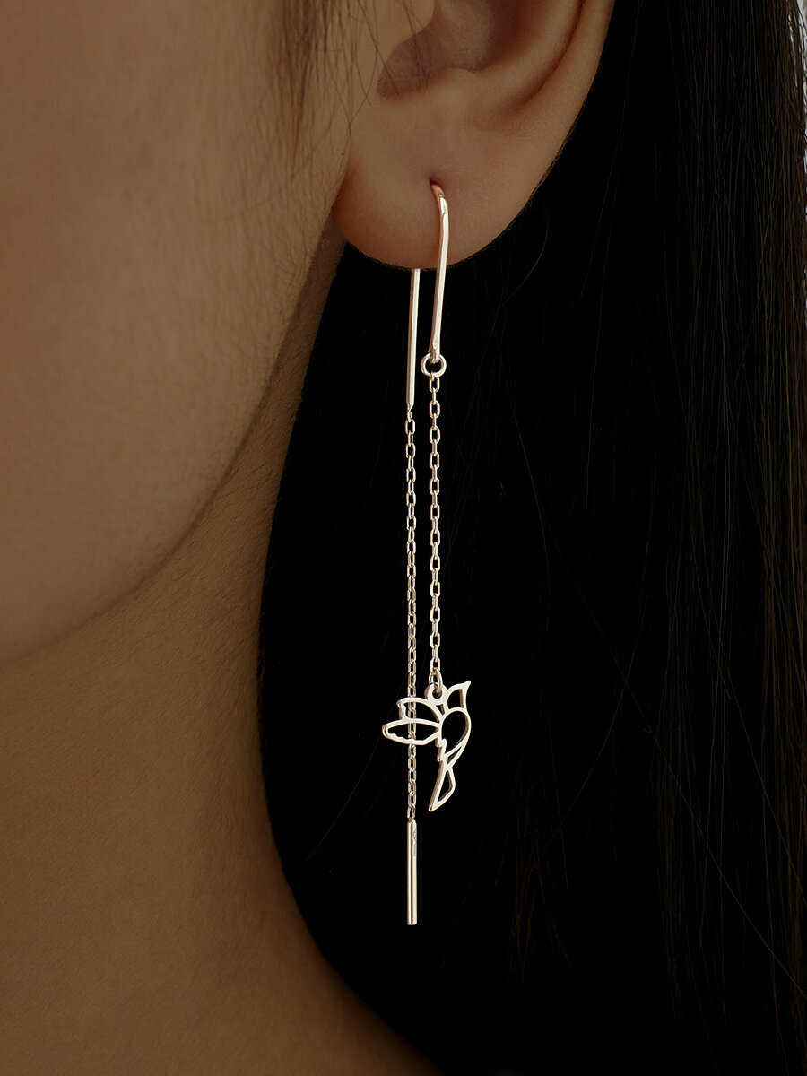 Серьги цепочки, серебро, 925 проба, родирование