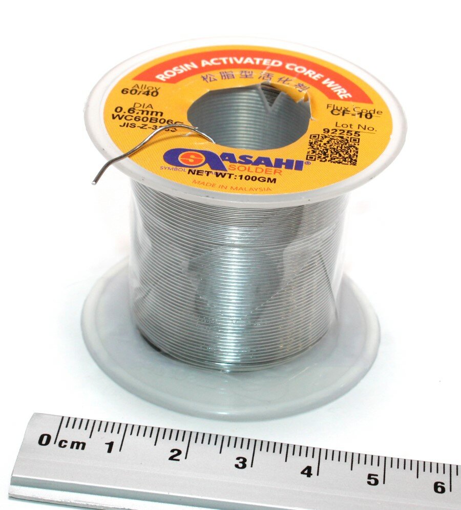 Припой ASAHI Sn60/Pb40 d0,6 mm с канифолью CF10 100 гр.