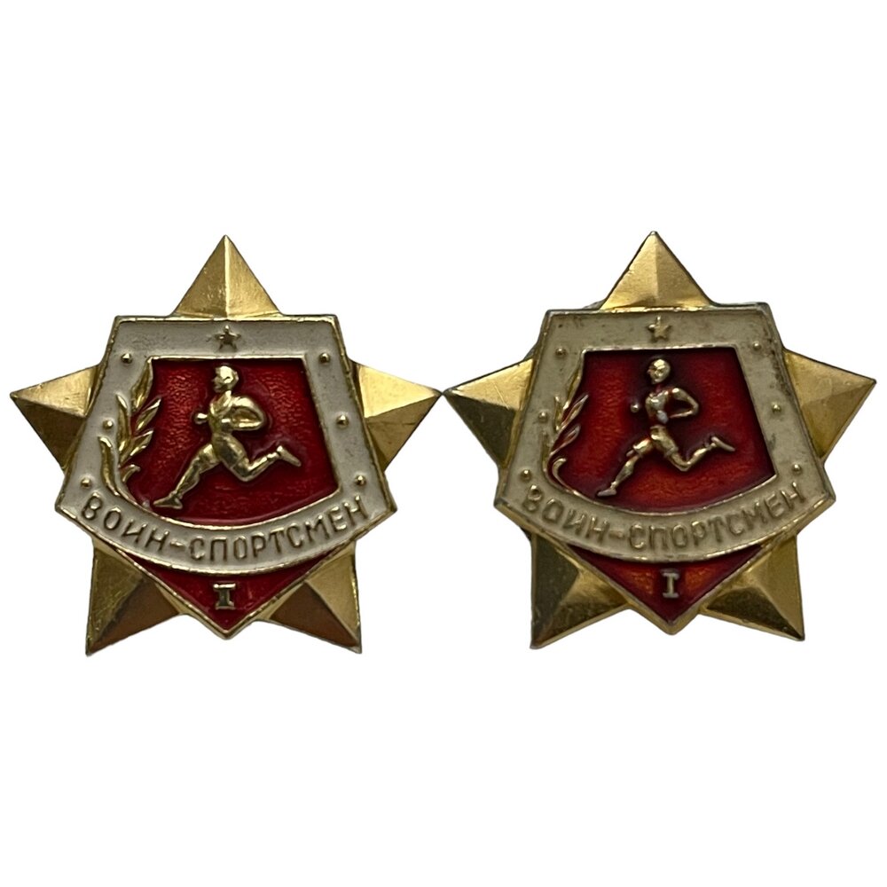 Комплект знаков "Воин-спортсмен I степень" (О. Ю. Иванютин) 1986 и 1987 гг.